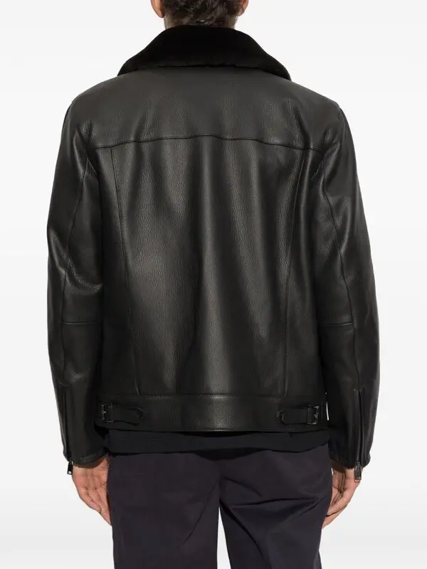 Brioni Leather Jacket With Fur Collar
