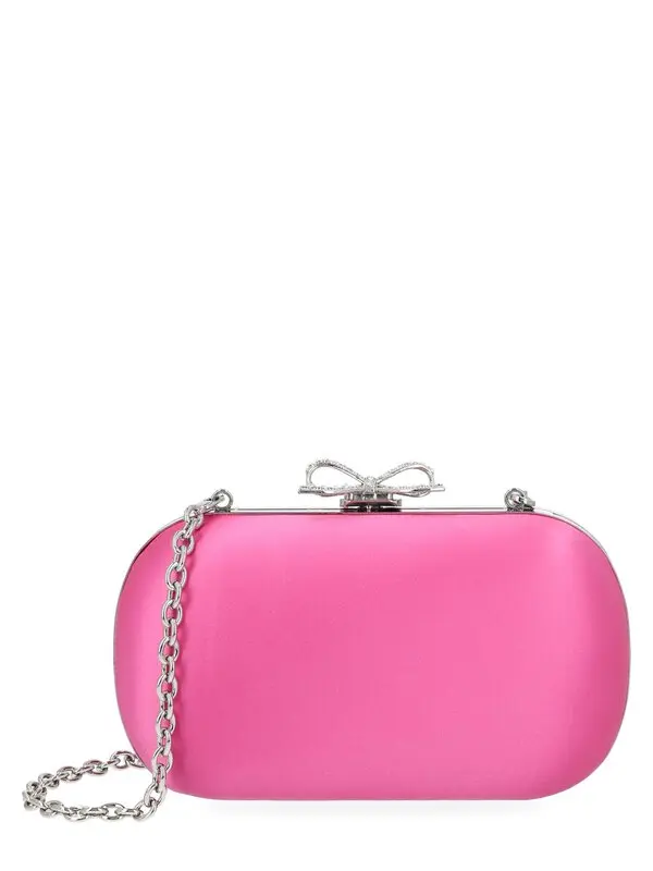 SELF-PORTRAIT Clutch In Satin With Bow Detail - Pink