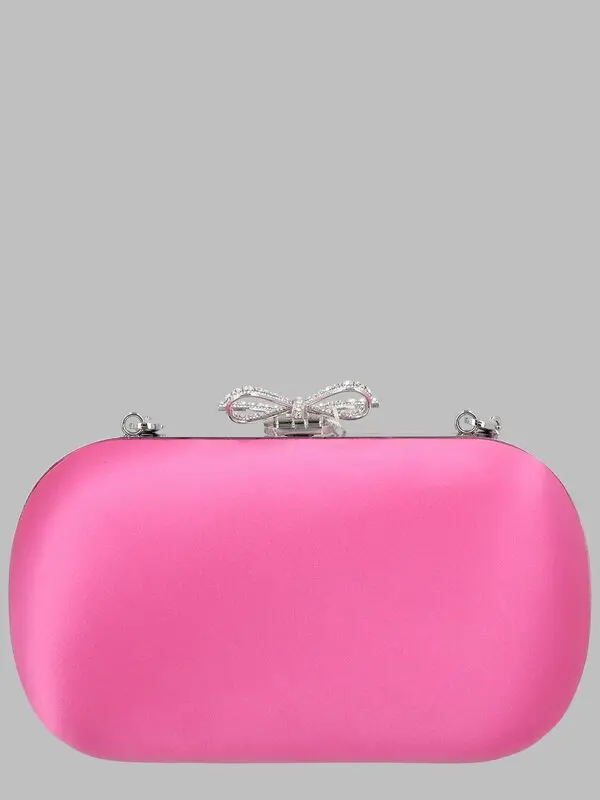 SELF-PORTRAIT Clutch In Satin With Bow Detail - Pink