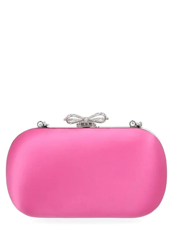 SELF-PORTRAIT Clutch In Satin With Bow Detail - Pink