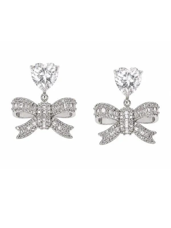 SELF-PORTRAIT Crystal Bow Drop Earrings