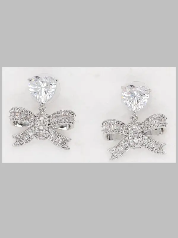 SELF-PORTRAIT Crystal Bow Drop Earrings