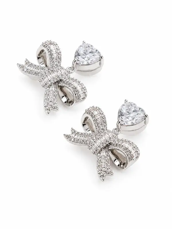 SELF-PORTRAIT Crystal Bow Drop Earrings