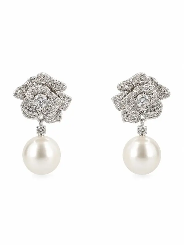 SELF-PORTRAIT Pearl And Crystal Earrings