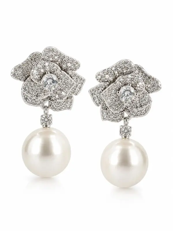 SELF-PORTRAIT Pearl And Crystal Earrings