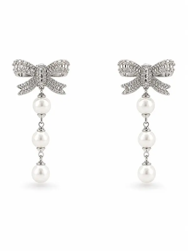 SELF-PORTRAIT Bow Pearl Drop Earrings