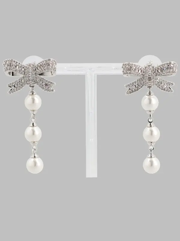 SELF-PORTRAIT Bow Pearl Drop Earrings