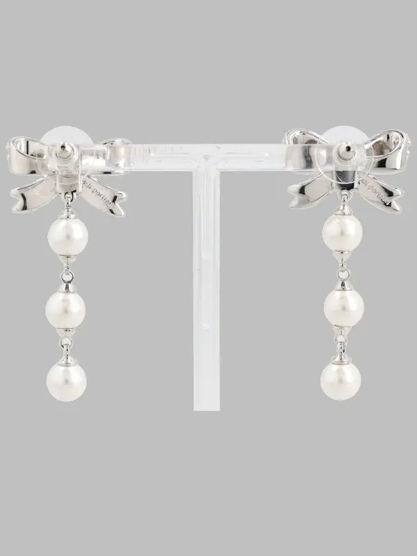 SELF-PORTRAIT Bow Pearl Drop Earrings