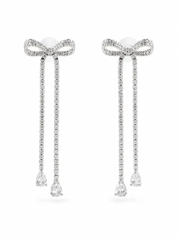 SELF-PORTRAIT Crystal Bow Drop Earrings