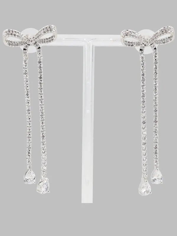 SELF-PORTRAIT Crystal Bow Drop Earrings