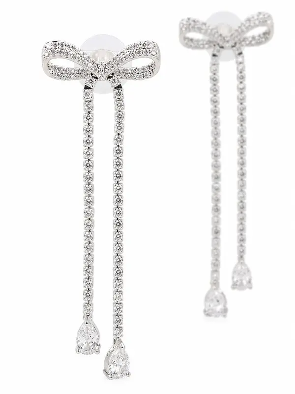 SELF-PORTRAIT Crystal Bow Drop Earrings