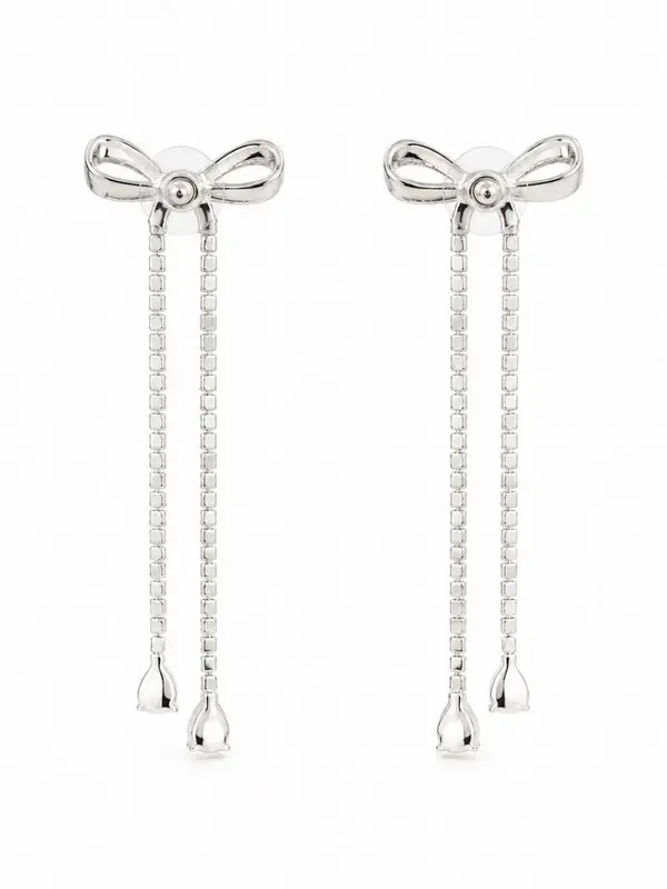 SELF-PORTRAIT Crystal Bow Drop Earrings