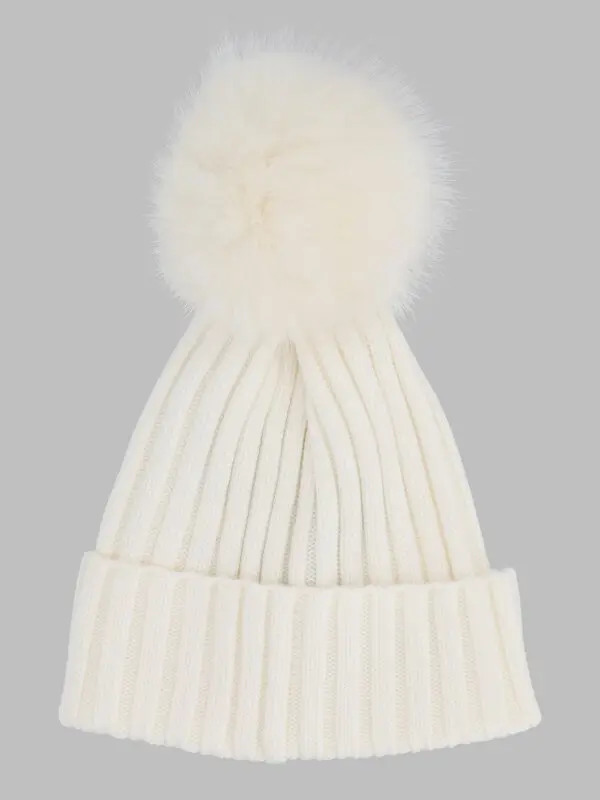 Moncler Wool Beanie With Pom Pom - White