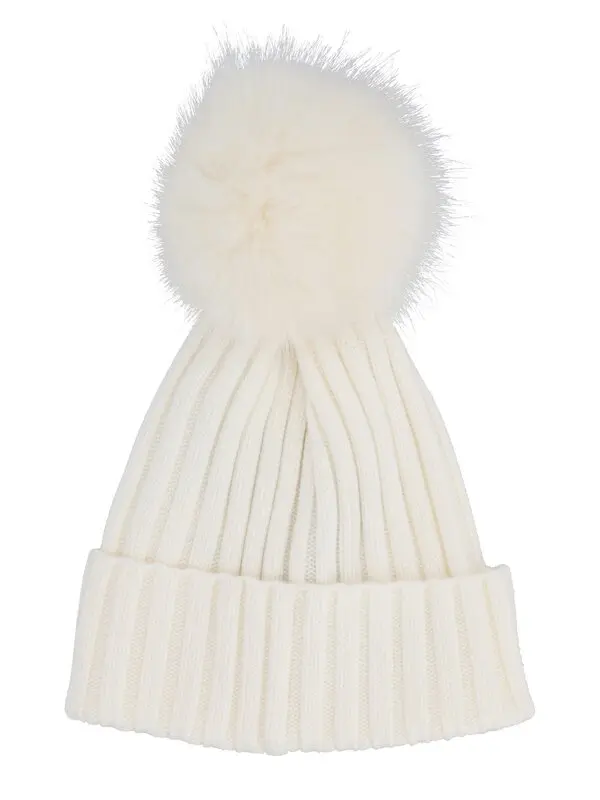 Moncler Wool Beanie With Pom Pom - White