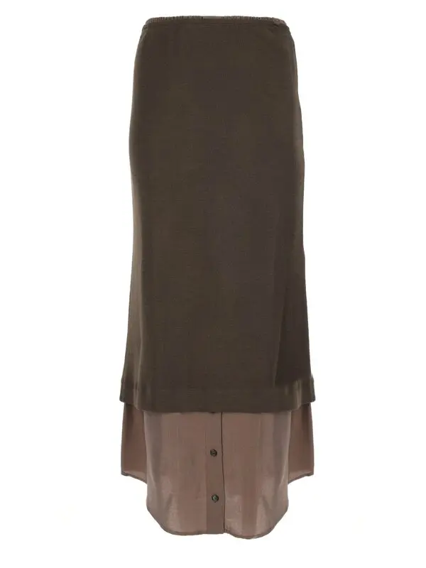 ALYSI Alesi Midi Skirt With Layered Effect - Brown