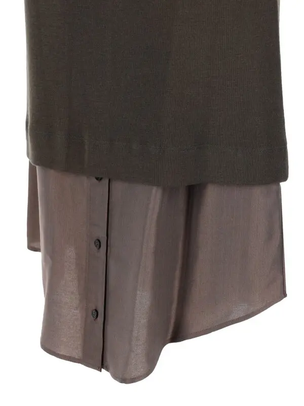 ALYSI Alesi Midi Skirt With Layered Effect - Brown