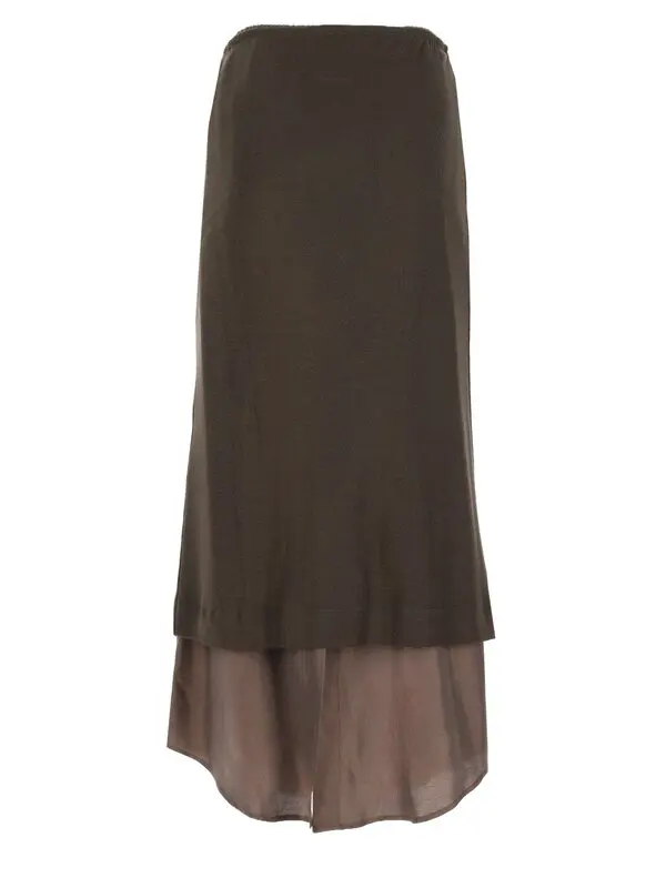 ALYSI Alesi Midi Skirt With Layered Effect - Brown