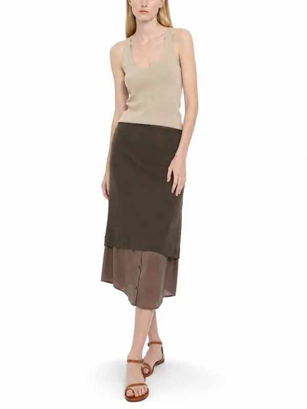 ALYSI Alesi Midi Skirt With Layered Effect - Brown