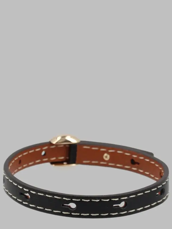Tory Burch Leather Logo Clasp Bracelet - Gold