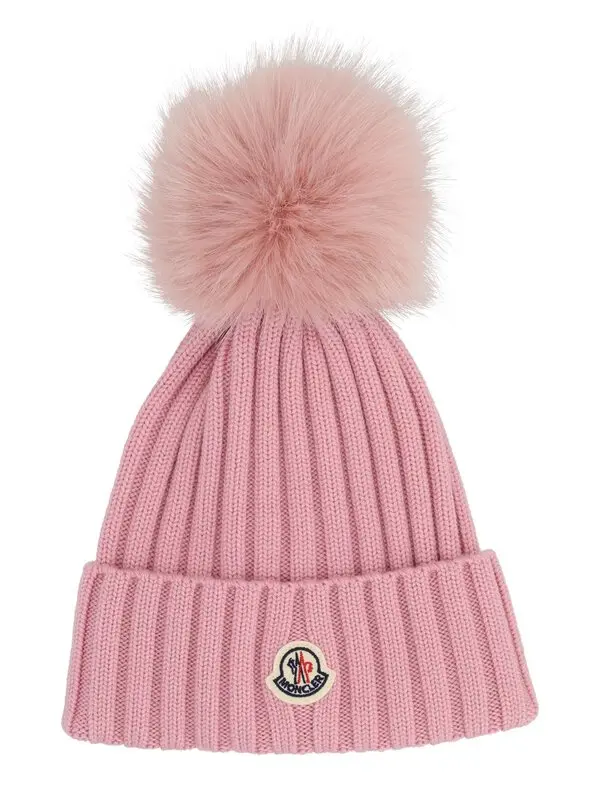 Moncler Wool Beanie With Pom Pom - Pink