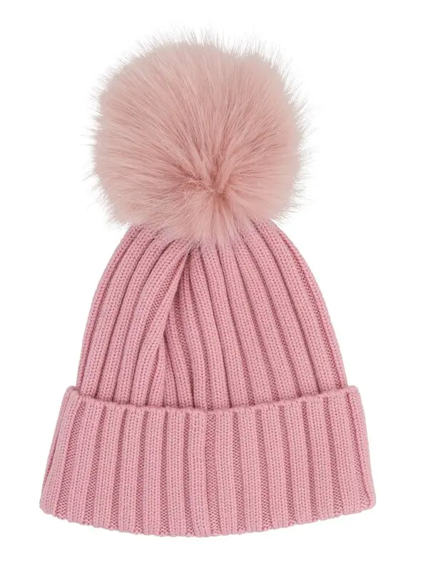 Moncler Wool Beanie With Pom Pom - Pink