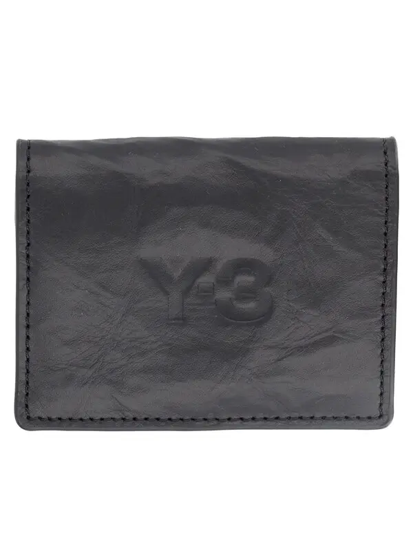 Y3 Portacarte In Pelle Con Logo