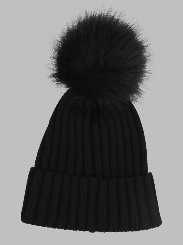 Moncler Ribbed Wool Beanie With Pom Pom