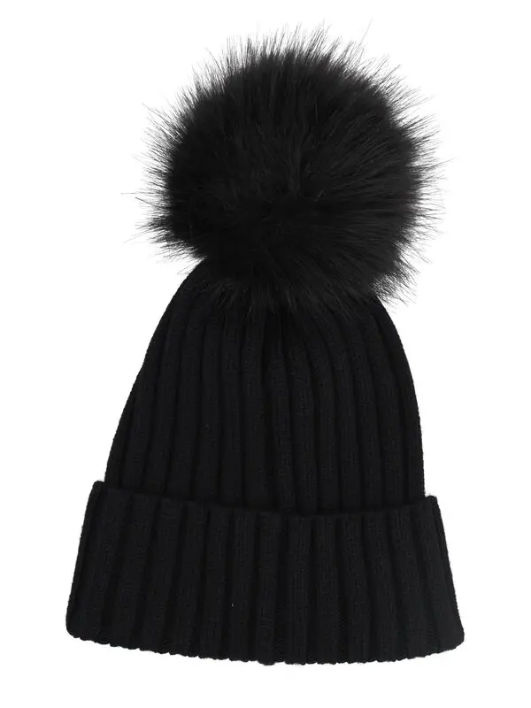 Moncler Ribbed Wool Beanie With Pom Pom