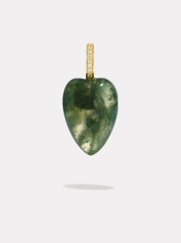 BY PARIAH Heartstone Diamond Pendant Moss Agate