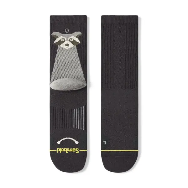 SEMIBOLD Black / Grey Merino Wool Hiking Crew Socks Royal Scrubby Raccoon