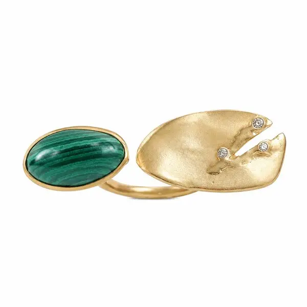 RARE MATTERS JEWELRY Smooth Oval Malachite Statement Ring - Green