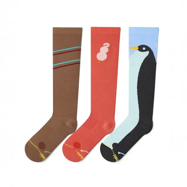 SEMIBOLD Brown / Blue / Orange Merino Wool Knee Compression Socks Three Packs