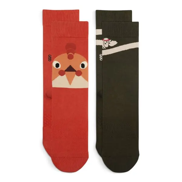 SEMIBOLD Orange / Green Everyday Crew Socks Animal Print Two Pack