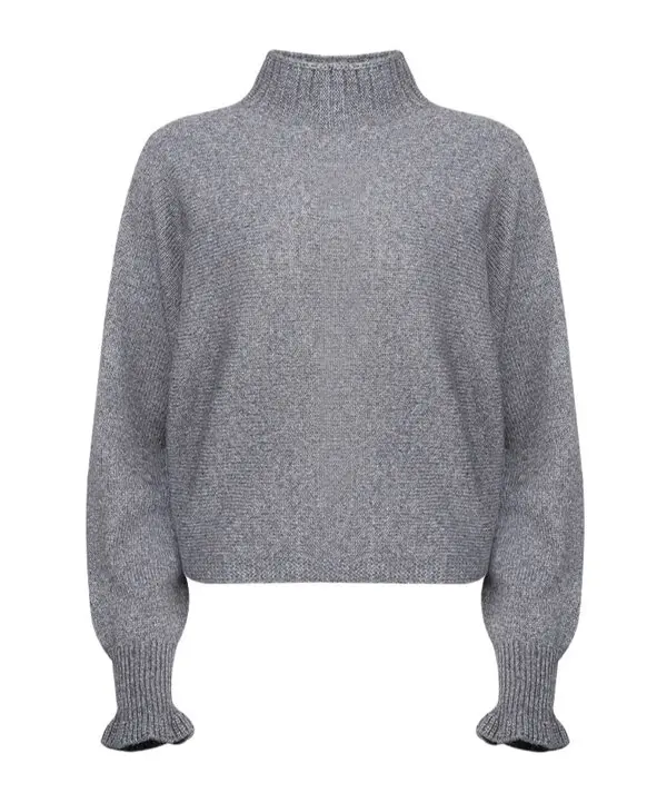 TWINSET Mock-neck Ruffled Jumper - Gray