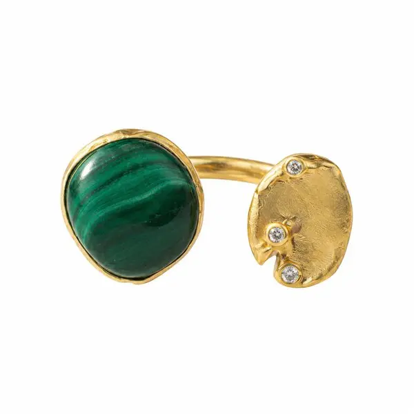 RARE MATTERS JEWELRY Smooth Malachite Statement Ring - Green