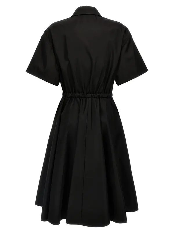 Prada Triangle Logo Drawstring Midi Dress - Black