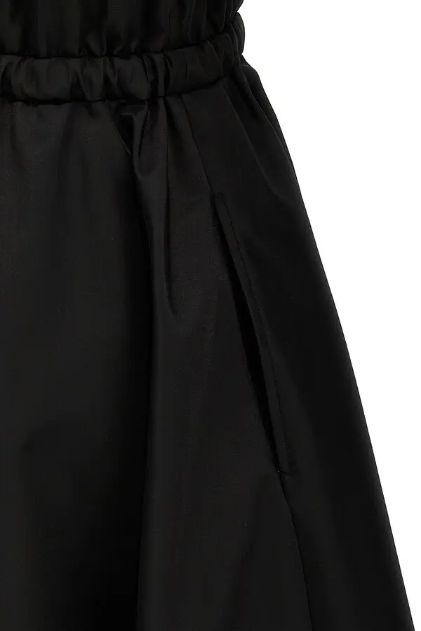 Prada Triangle Logo Drawstring Midi Dress - Black
