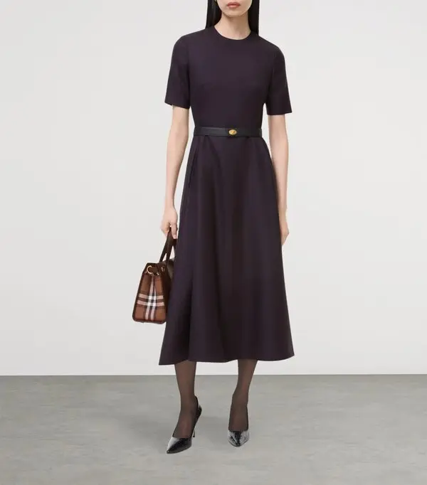 Burberry Wool Check Midi Dress