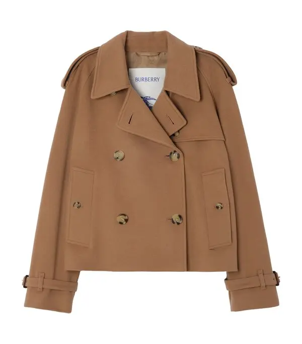 Burberry Cashmere Mayfair Cropped Trench Jacket