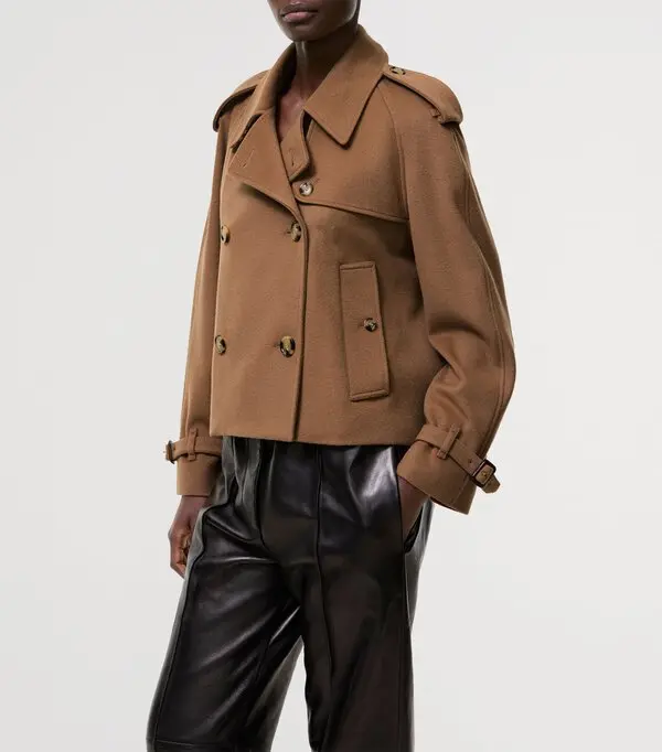 Burberry Cashmere Mayfair Cropped Trench Jacket