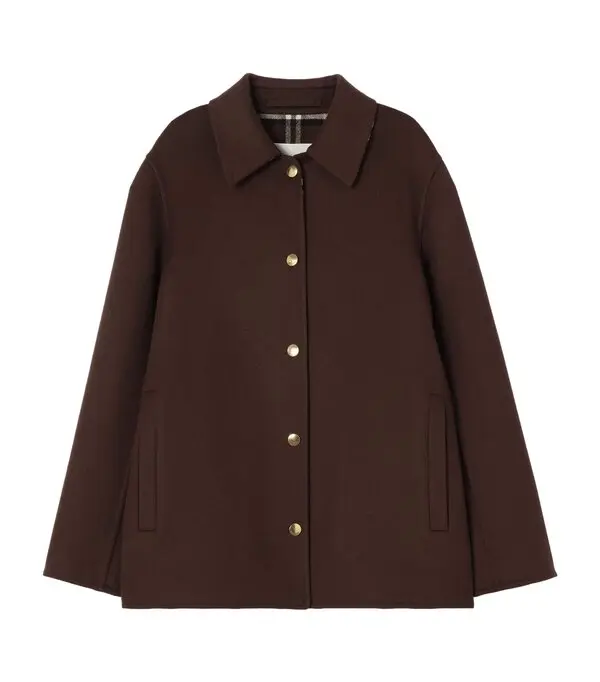 Burberry Wool Shirt Jacket With Check Lining