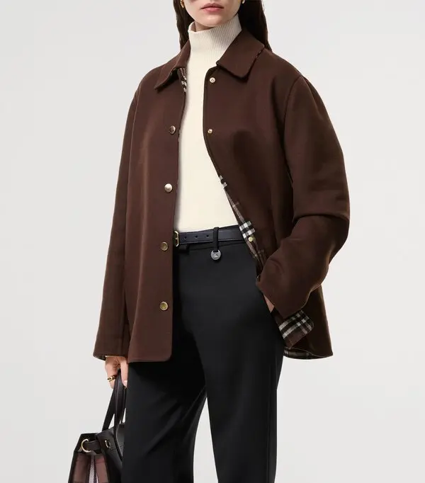 Burberry Wool Shirt Jacket With Check Lining