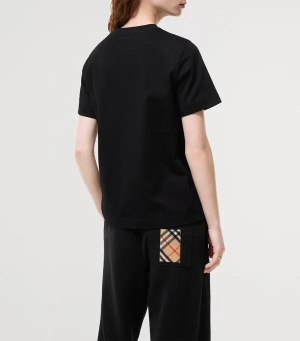Burberry Cotton T-shirt With Check Patch - Black