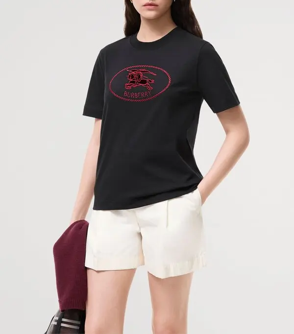 Burberry Cotton Embroidered Equestrian Knight Design T-shirt