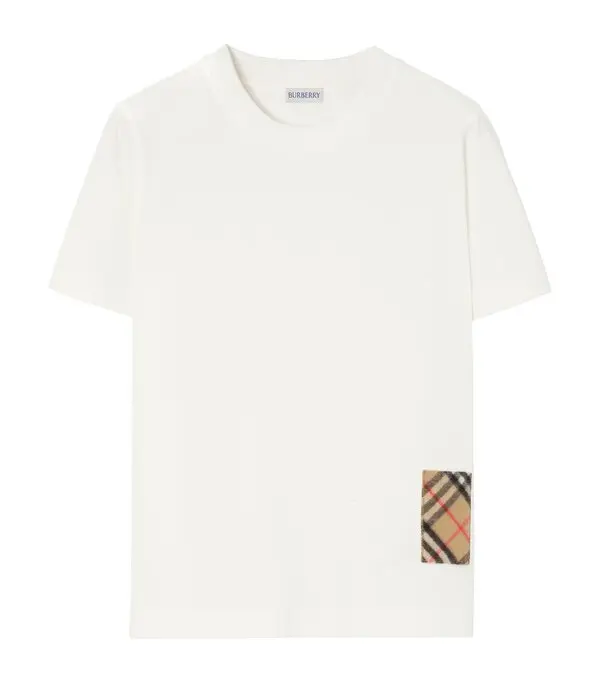 Burberry Cotton T-shirt With Check Patch - Beige