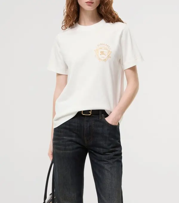 Burberry Cotton Ekd Crest T-shirt - Beige