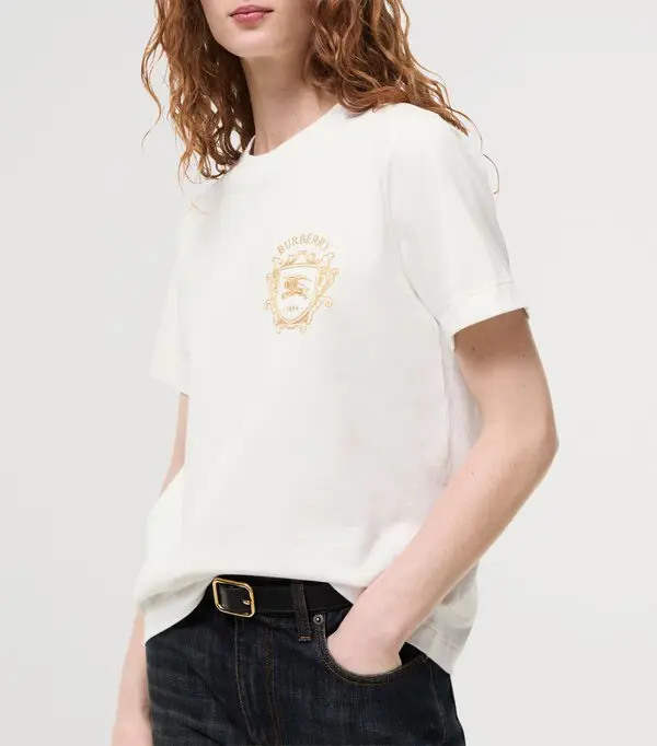 Burberry Cotton Ekd Crest T-shirt - Beige