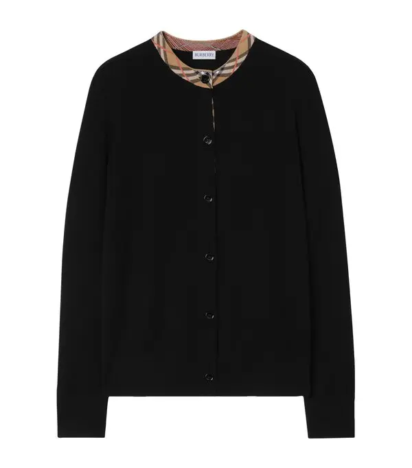 Burberry Wool Cardigan With Signature Check Trim