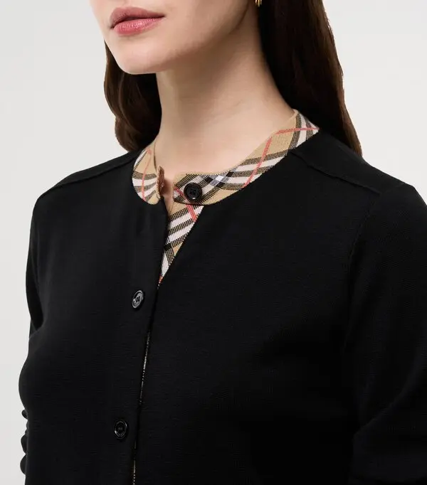 Burberry Wool Cardigan With Signature Check Trim