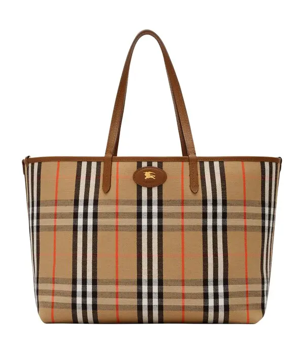 Burberry Medium Suede-check Reversible Bloomsbury Tote Bag - Beige